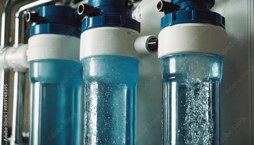 Foto de Water filter system in a rental apartment with multiple filters ...