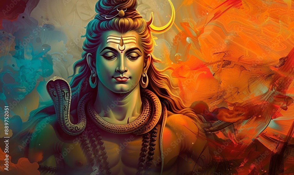 Lord Shiva with colorful background golden red orange wallpaper, God ...