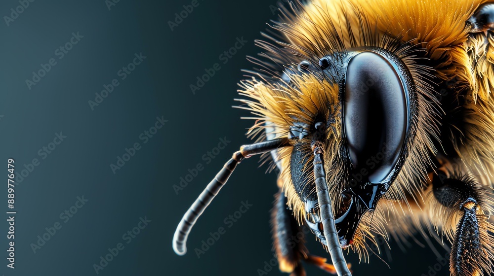 Amazing close-up portrait of a bee. You can see the intricate details ...