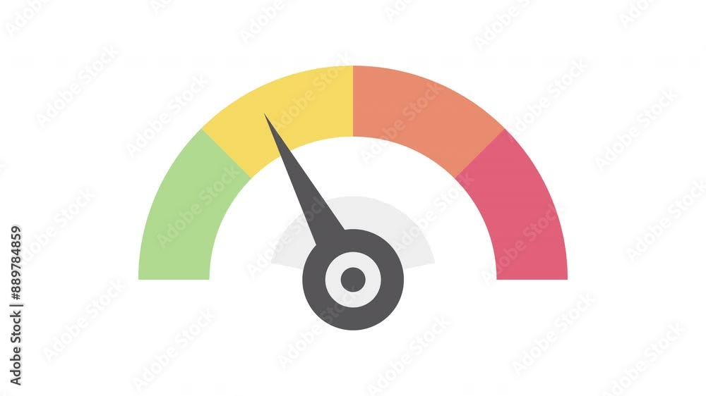 Animated speedometer sign. Indicator level icon. Risk level. Car ...
