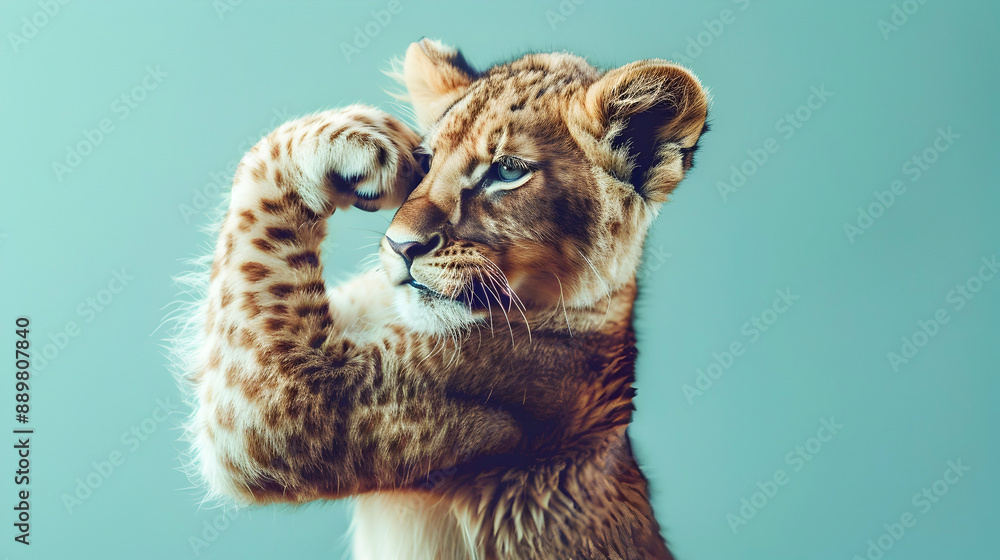Cute and Muscular Animal Flexing Its Powerful Arm in Confident Pose ...