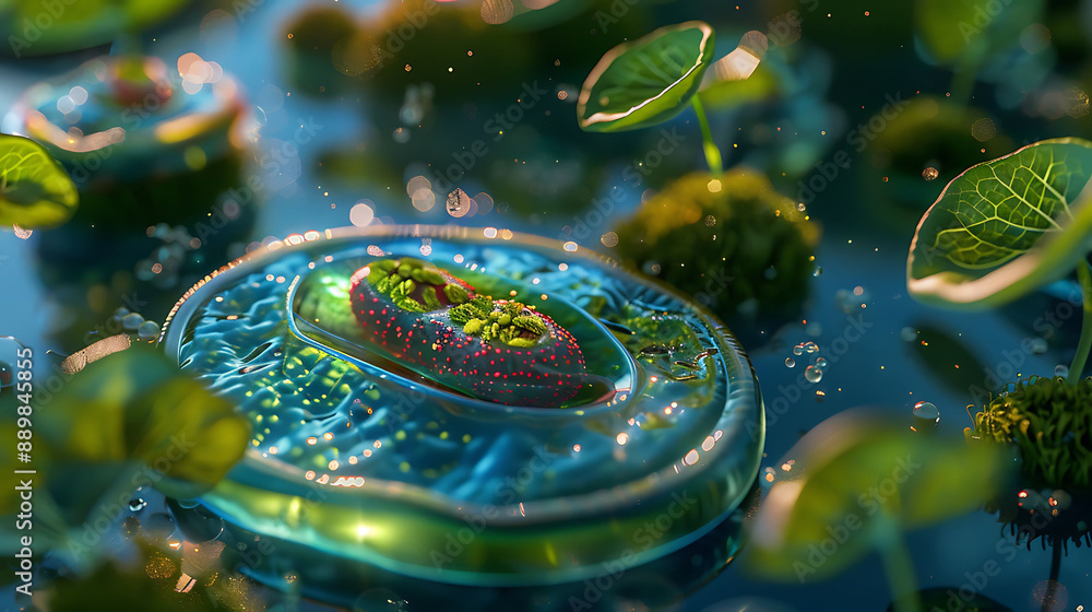 Cellular respiration a plant cell in a botany research lab study ...