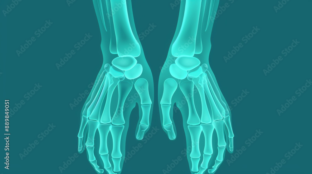 X-ray image of human hands showcasing bone structure, medical imaging ...