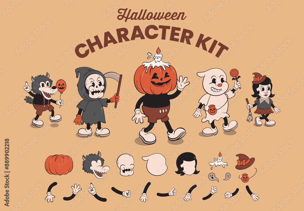 Halloween Character Creator Kit Stock Template | Adobe Stock