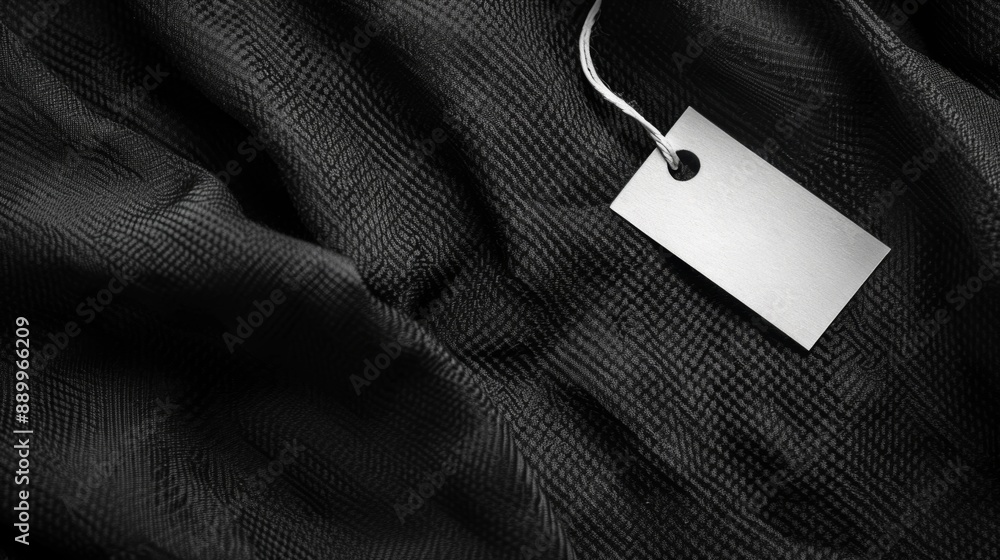 Blank White Laundry Care Label on Black Shirt Fabric Texture: Essential ...