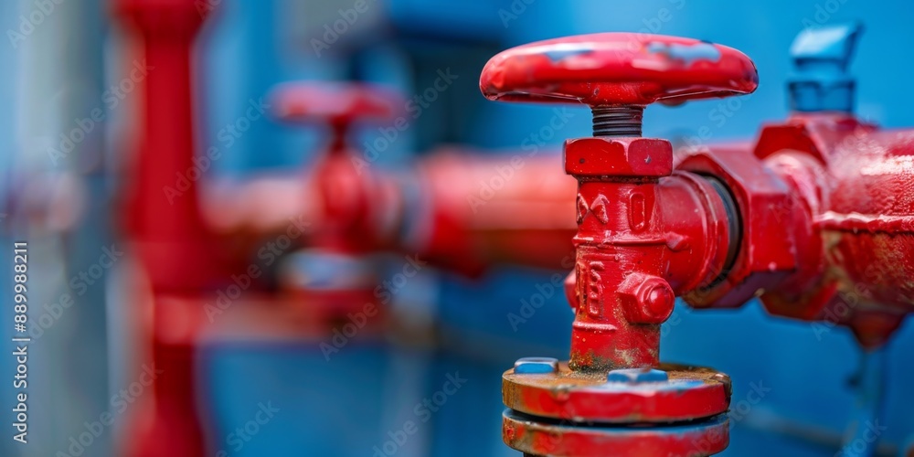 New Red Water Tap with Drinking Water Valve: Close-up View of Public ...