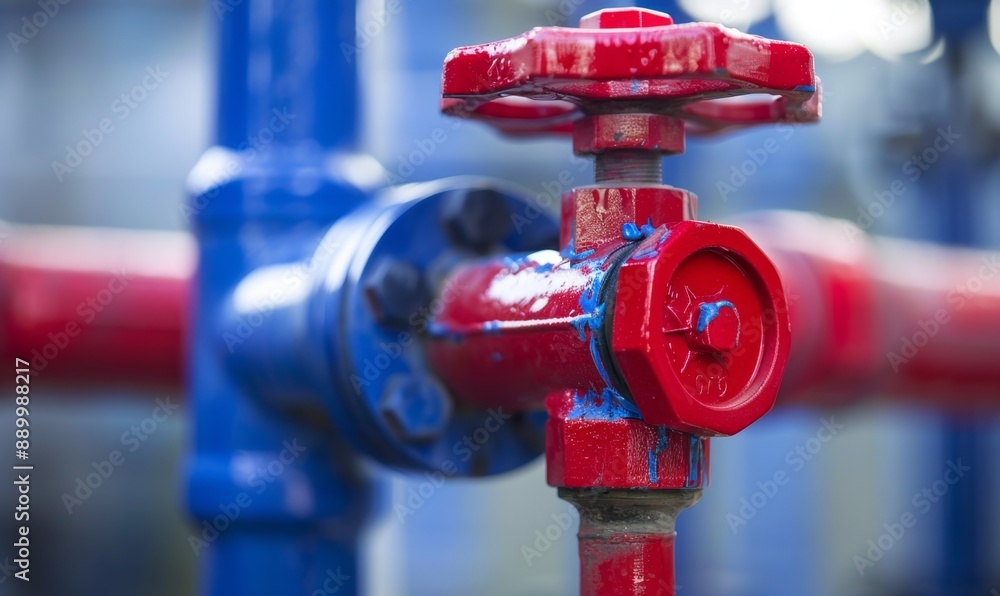 New Red Water Tap with Drinking Water Valve: Close-up View of Public ...