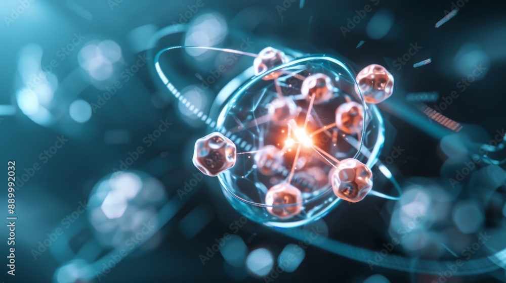 Cross-section of an atomic nucleus, highlighting protons and neutrons ...