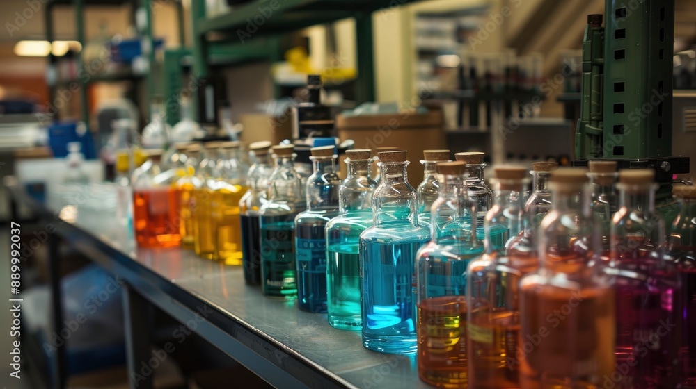 An electron microscope in a dimly lit lab, with a scientist adjusting ...