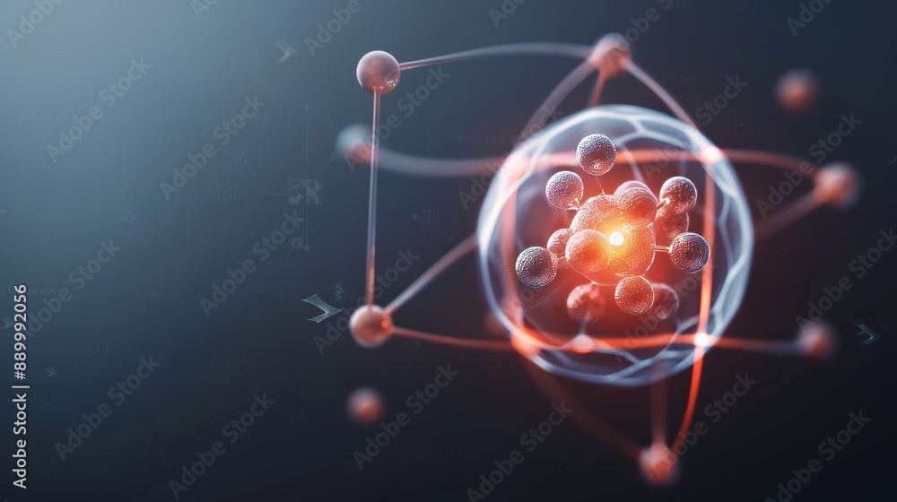 Cross-section of an atomic nucleus, highlighting protons and neutrons ...