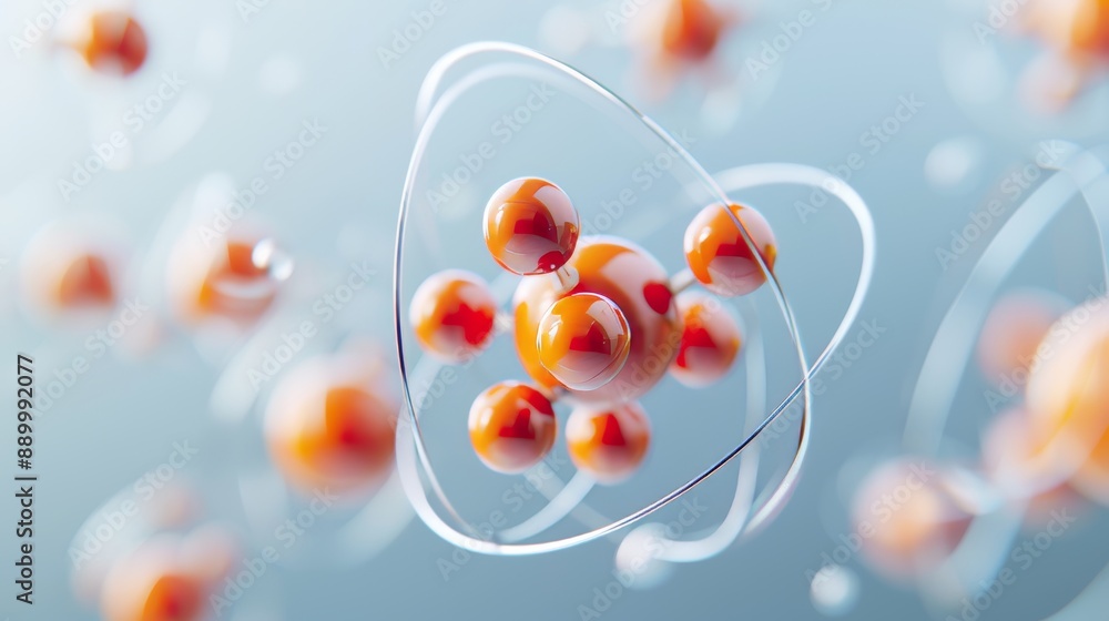 Cross-sectional view of an atom with a focus on the nucleus, depicting ...