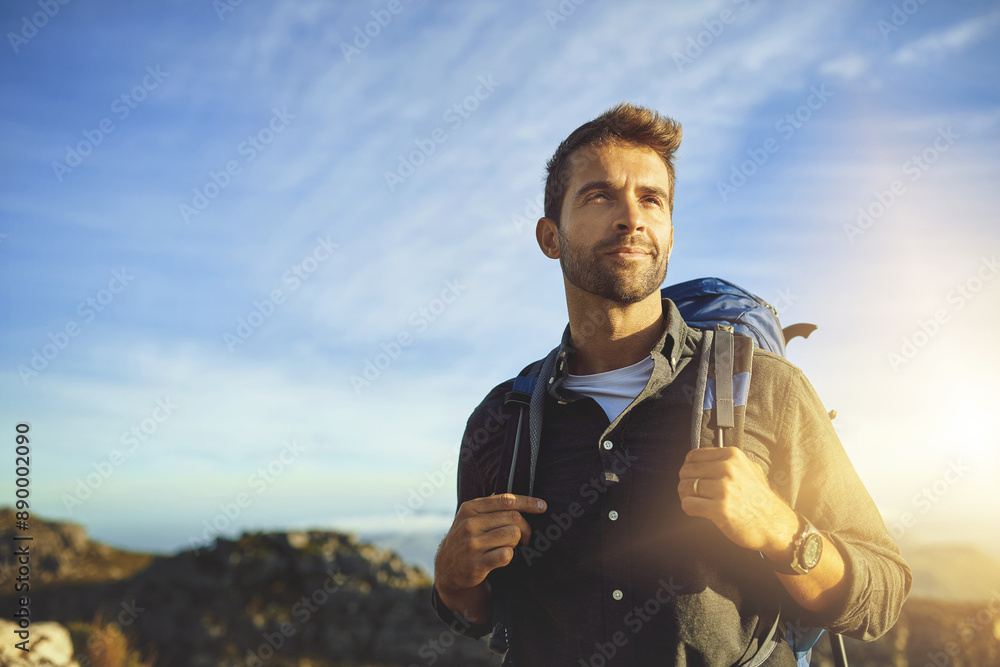 Man, mountain and outdoor fitness for inspiration, travel and hiking in ...