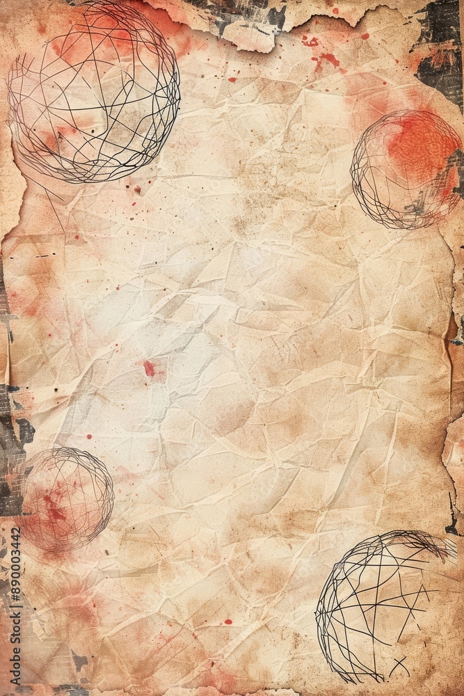 watercolor vintage scrapbook junk journal page, copy space in center ...