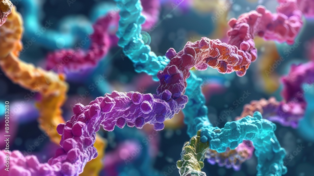 3D render of chromosomes group, symbolizing human biology and genetics ...