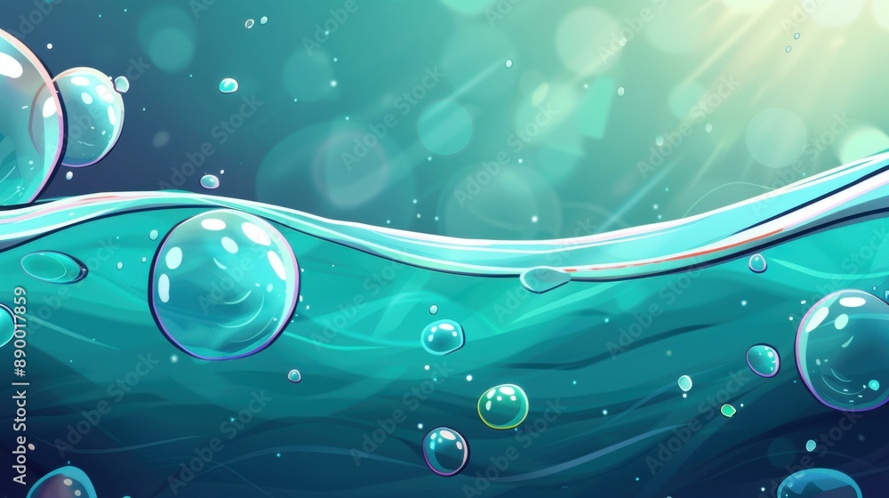 Realistic water illustration with clean air bubbles for graphic design ...