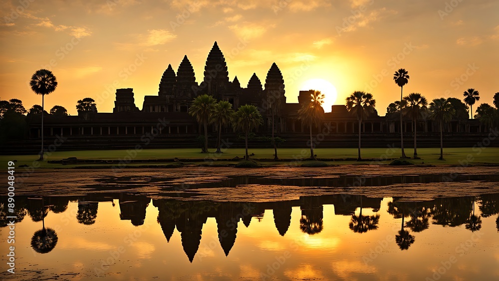 Ancient Temples of Angkor Wat: The sun rising behind the ancient temple ...