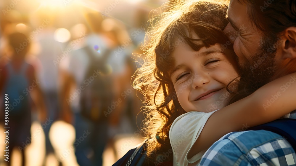 Tender Morning Goodbye - Parent Kissing Child at School Gate, Love and ...