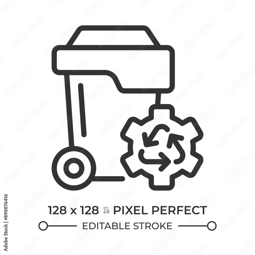 Waste management pixel perfect linear icon. Pollution reduce. Trash ...
