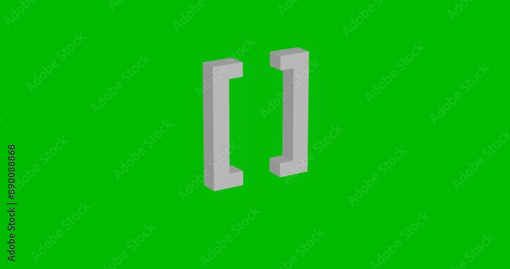 Animation of rotation of a white square brackets symbol with shadow ...