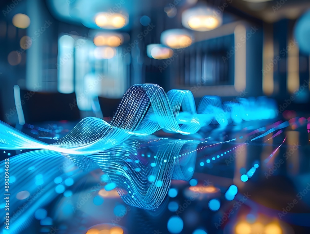 Digital Waveforms Overlaying a Business Meeting Scene Symbolizing the ...