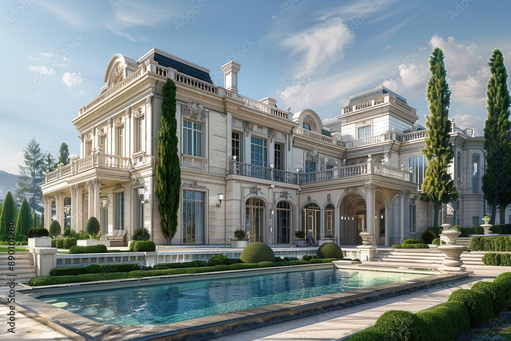 Grandeur and Elegance. Opulent mansion with sprawling estate Stock ...