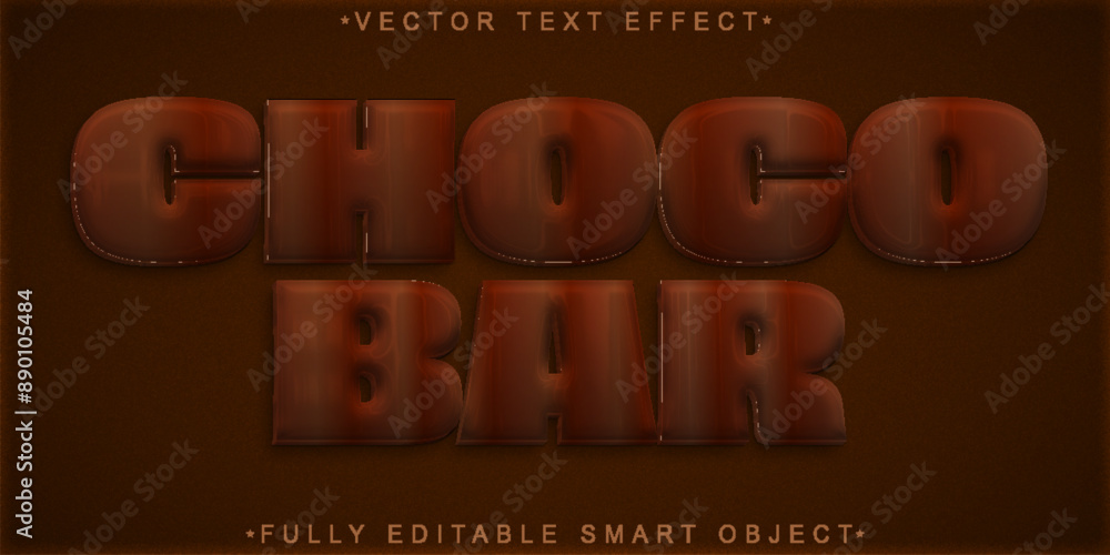 Cartoon Brown Choco Bar Vector Fully Editable Smart Object Text Effect ...