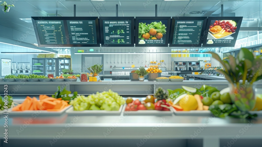 school cafeteria transformed into a nutritional education center, with ...