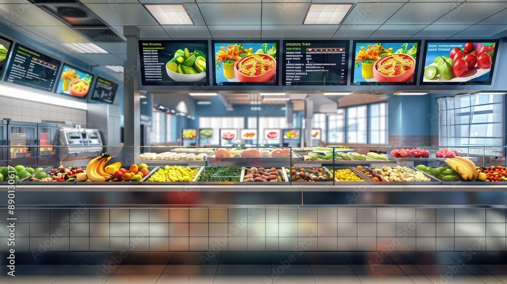 school cafeteria transformed into a nutritional education center, with ...