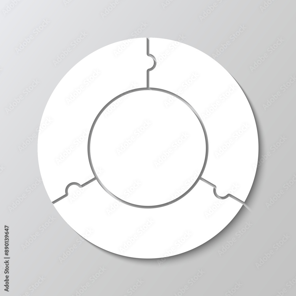 Circle jigsaw template with 3 pieces. Round cutting fragments grid ...