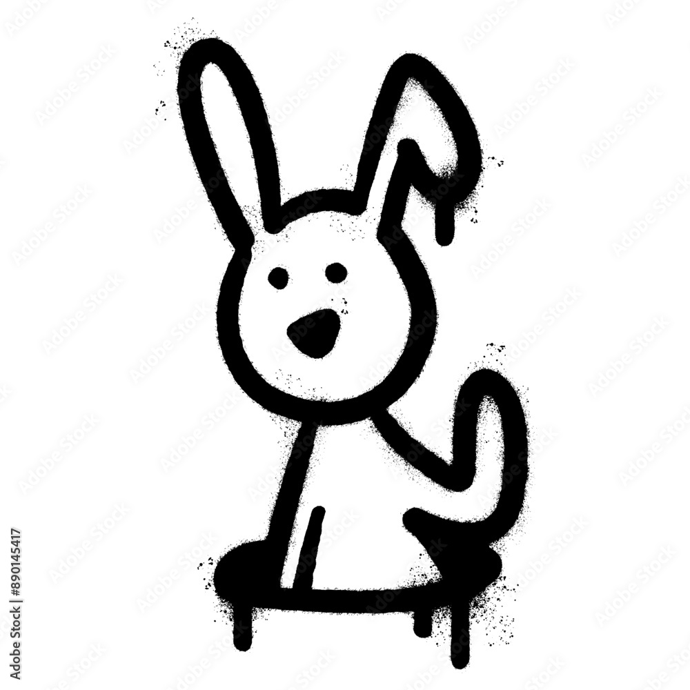Spray Painted Graffiti rabbit symbol Sprayed isolated with a white ...