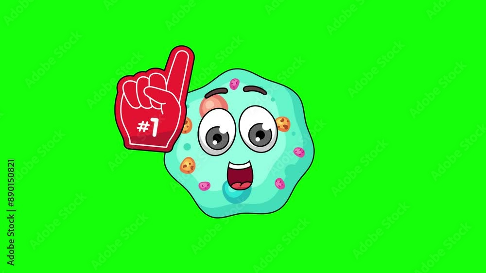 number 1 fan amoeba cartoon emoticon, looping animation vídeo de Stock ...