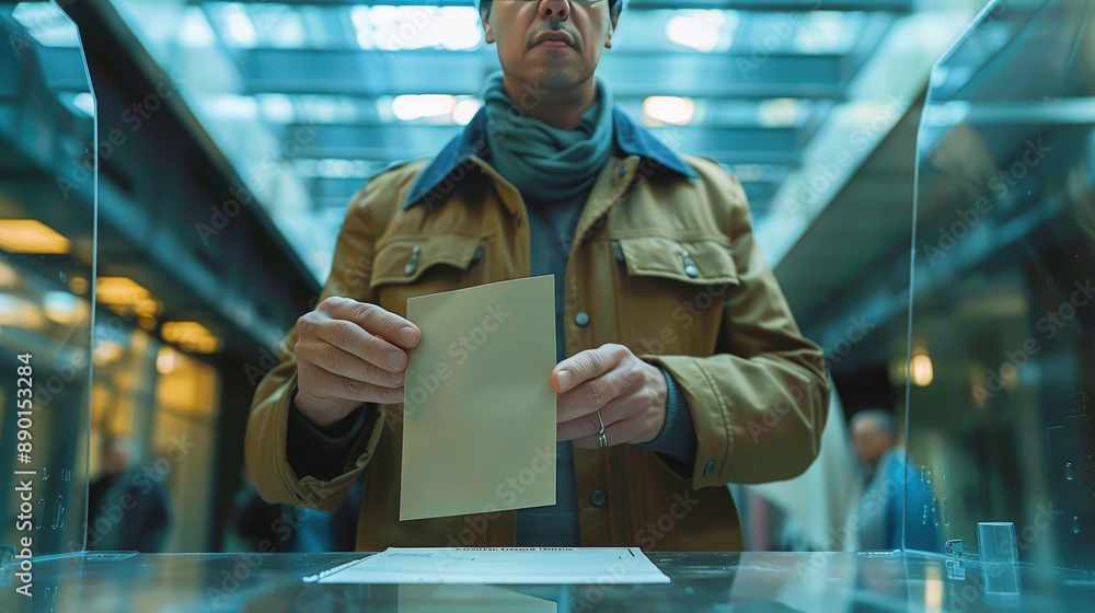 Voter ID and ballot close-up, Casting vote, Verification. Stock Photo ...