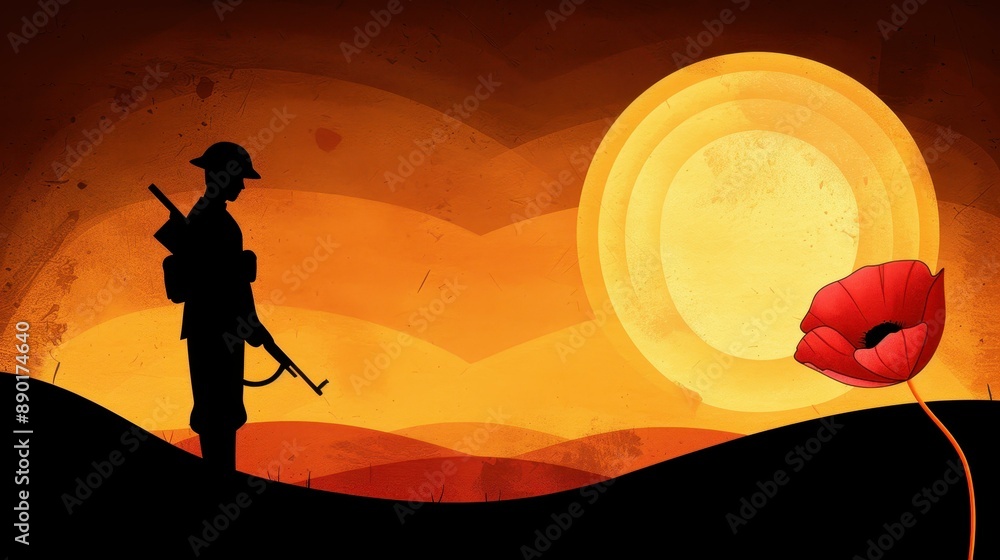 Tribute to Anzac Day A poignant watercolor illustration featuring ...