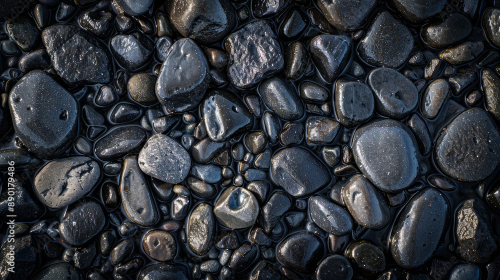 Rounded pebbles form a textured background on this beach. Some pebbles ...