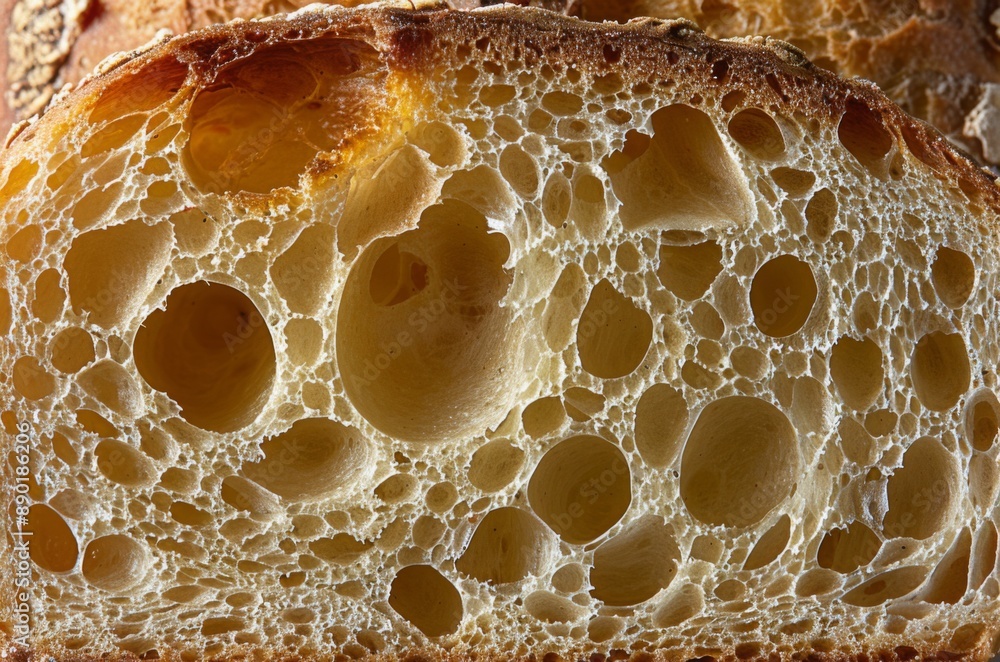 Magnified image of the porous texture of a slice of bread Stock Photo ...