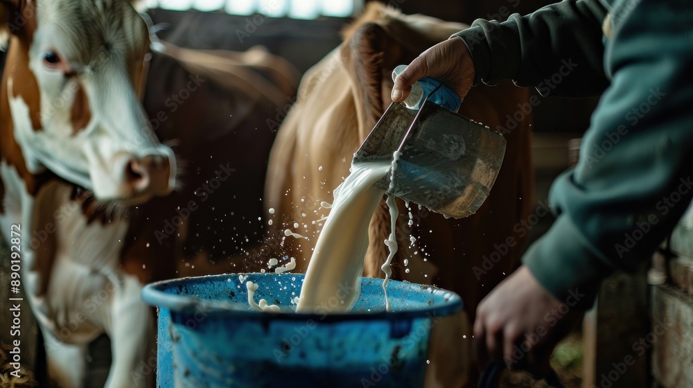 Farmers pour raw milk into containers, and it is ready for the next ...