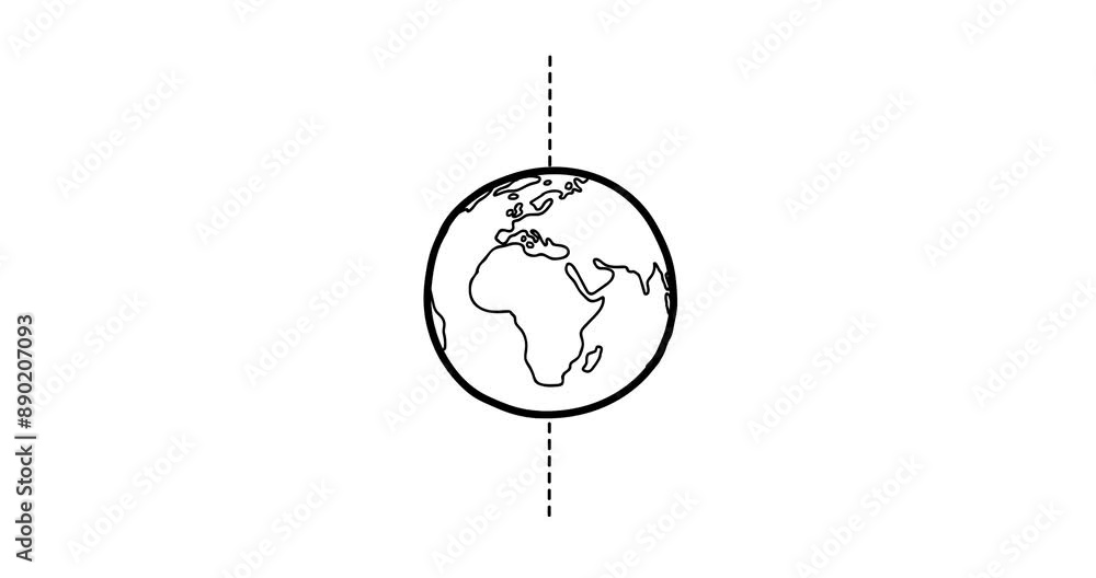 Earth magnetic field with arrows and lines outline whiteboard. Dissolve ...