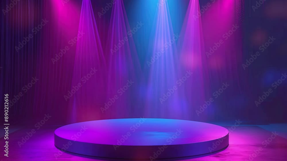 Purple stage background with purple spotlights. Festive empty purple ...