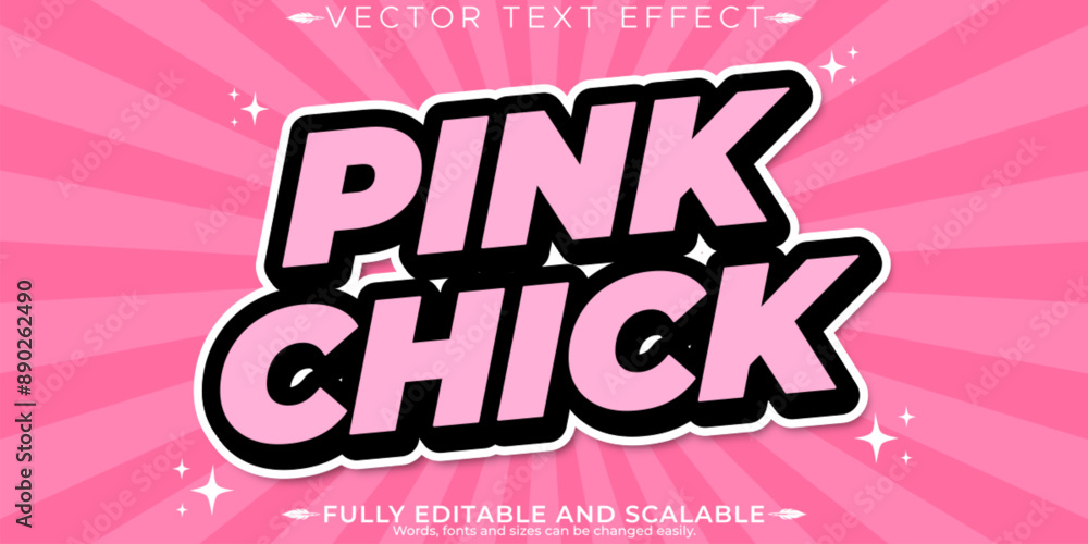 Girly text effect, editable feminine and retro customizable font style ...