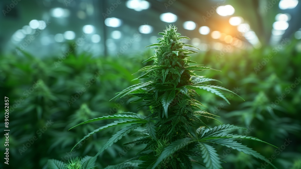 Indoor Cannabis Plant in Grow Room. Indoor cannabis plant thriving in a ...