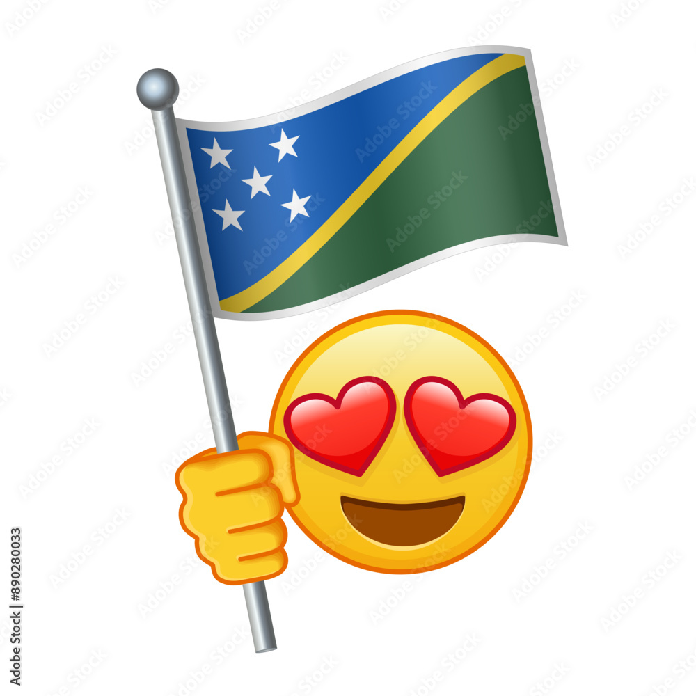 Emoji with Solomon Islands flag Large size of yellow emoji smile Stock ...
