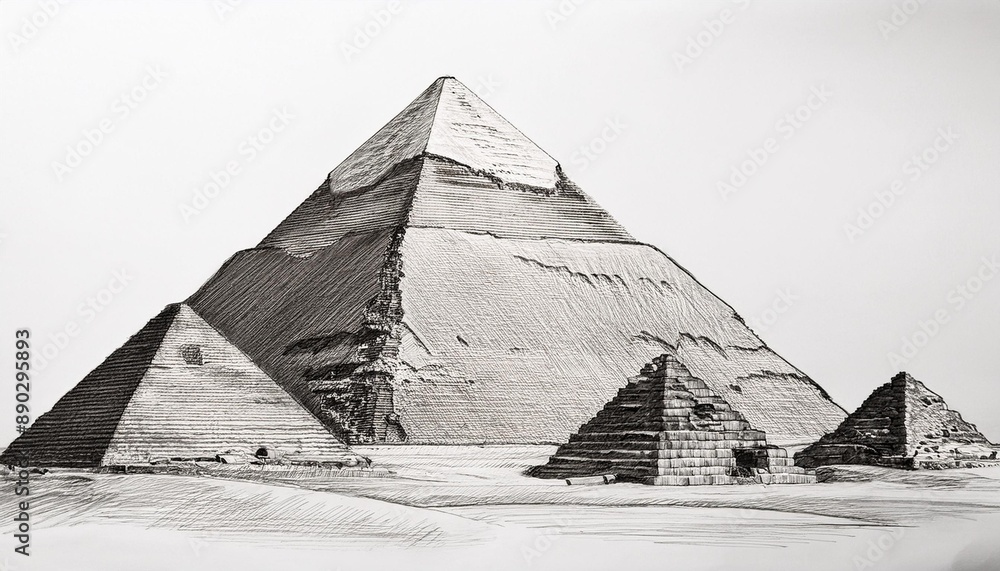 Pencil drawing of an ancient Egyptian pyramid. Stock Photo | Adobe Stock