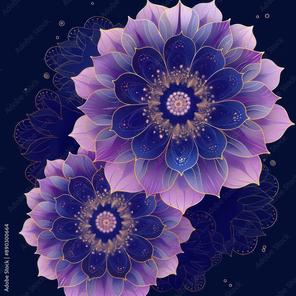 Floral design with neon outlines and digital glitch effects, set ...