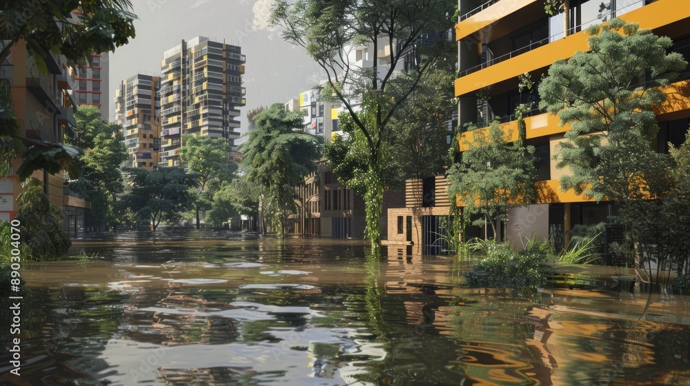 Generate a photo realistic image of resilient urban design ...