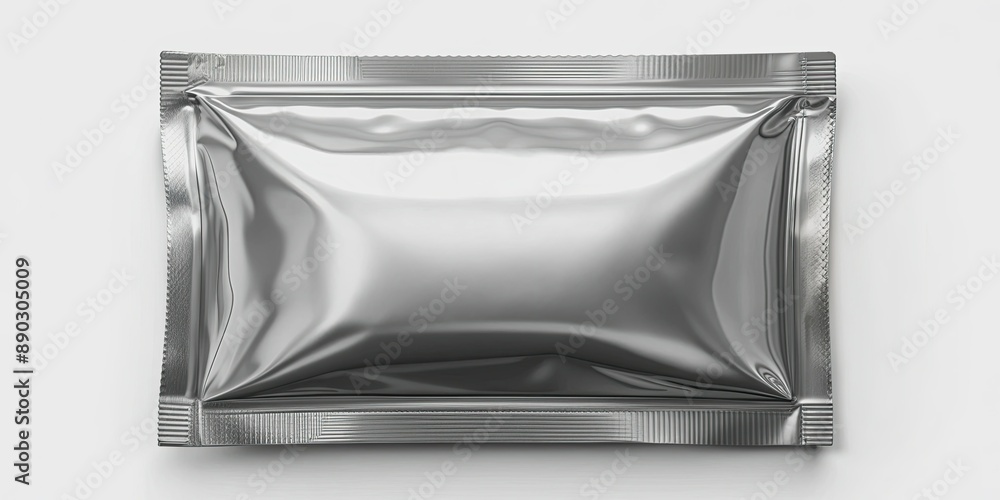 High-resolution mockup of a single, perfectly square mylar pouch ...