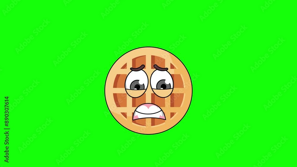 circle waffle cartoon with a face screaming in fear, emoji emoticon ...