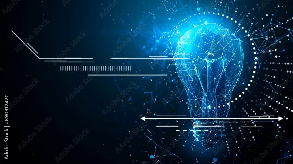 Light bulb illustration made of interconnected digital nodes. Seamless ...