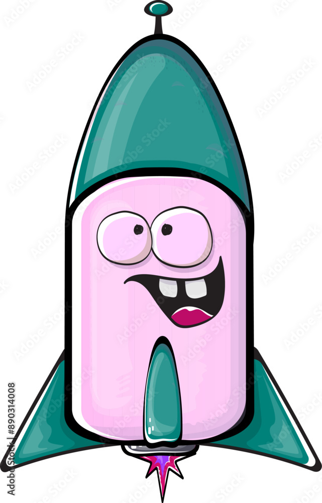 Rocket spaceship character. Cartoon space rocket isolated on ...