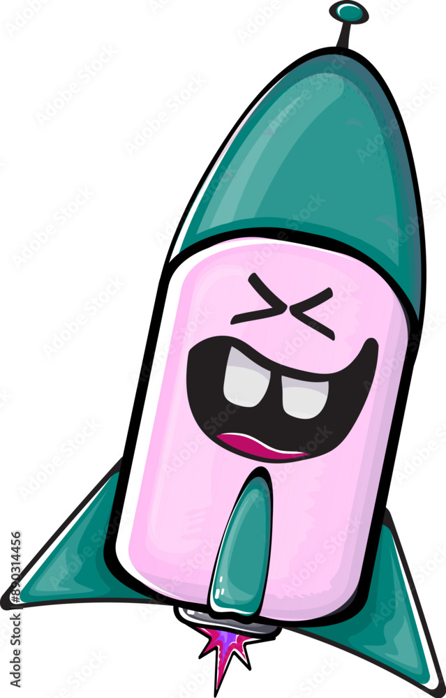 Rocket spaceship character. Cartoon space rocket isolated on ...