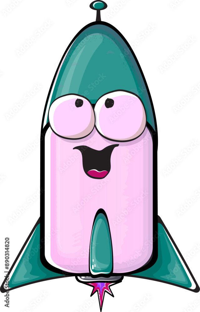 Rocket spaceship character. Cartoon space rocket isolated on ...